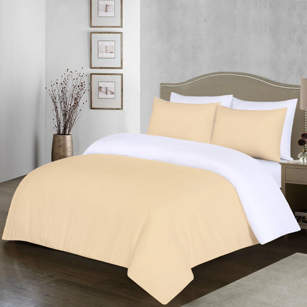 Ivory and White Reversible Duvet Covers - Aanya Linen